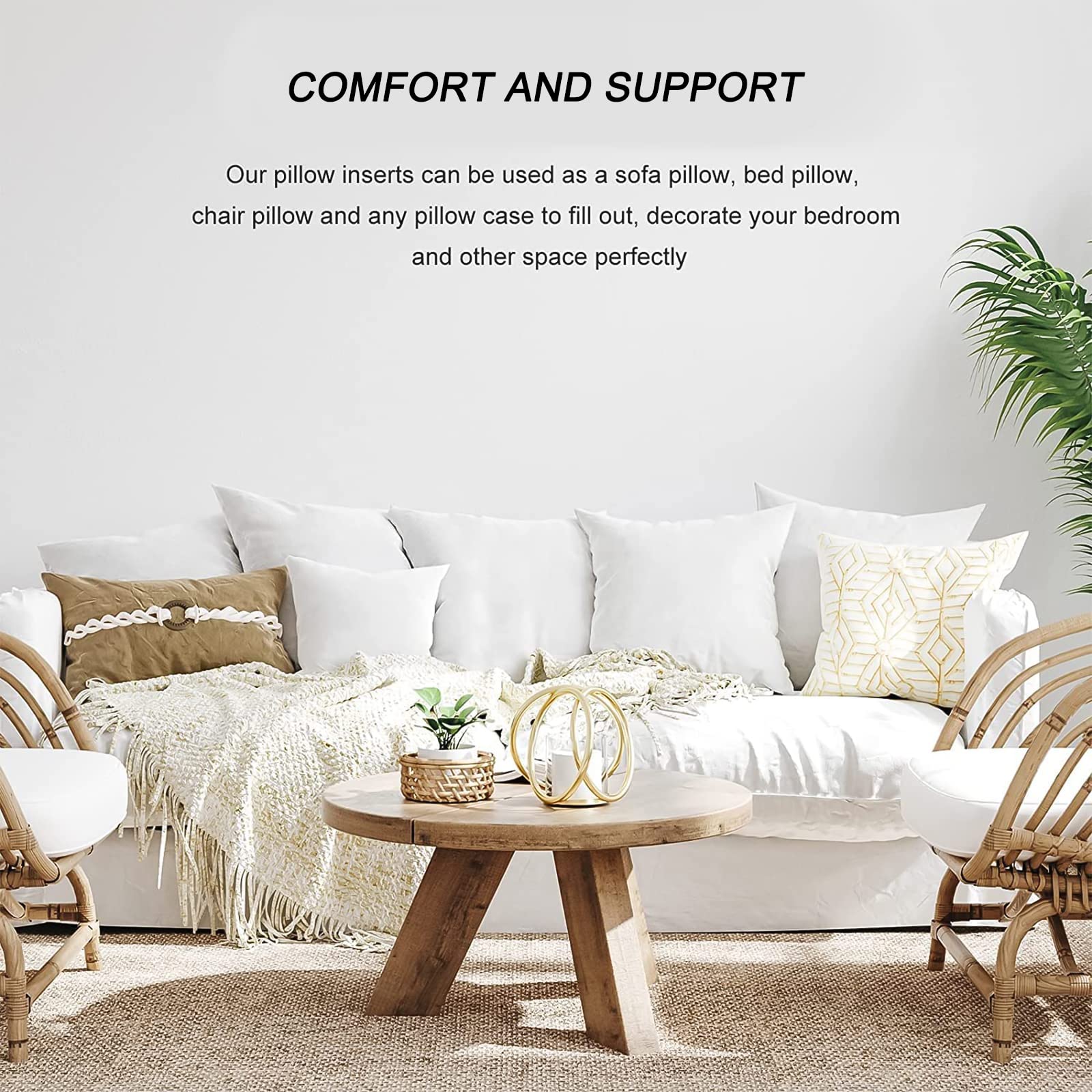Fixwal 2pack Pillow Inserts, 26x26 Inches White Polyester Indoor Decorative Euro Pillow Inserts, Square Form Throw Pillow Stuffer for Bed Couch Car