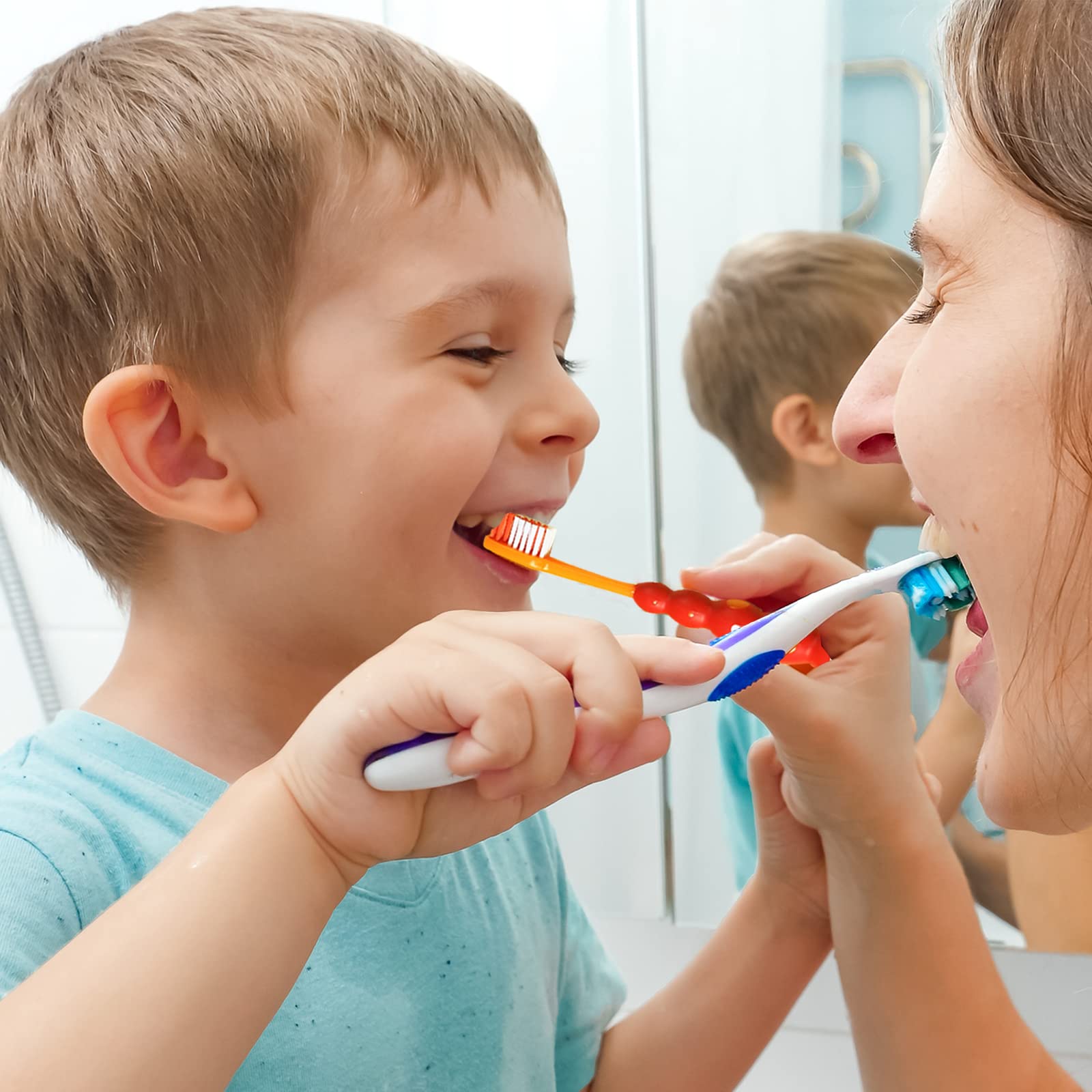 Pasuwisma Kids Toothbrush 6 Pack ,Suction Cup for Fun Storage,Extra Soft Bristle Toothbrushes for Kids