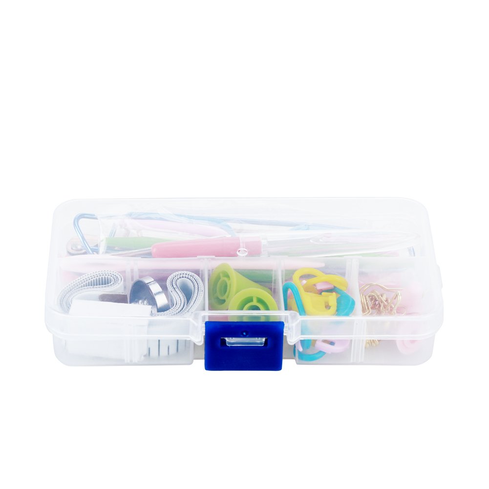 HEEPDD 56Pcs Crochet Knitting Needles Kits Sewing Knitting Tools Crochet Hook Metal Tweezers Scissor Thimble Kit for DIY Sewing Hand Making