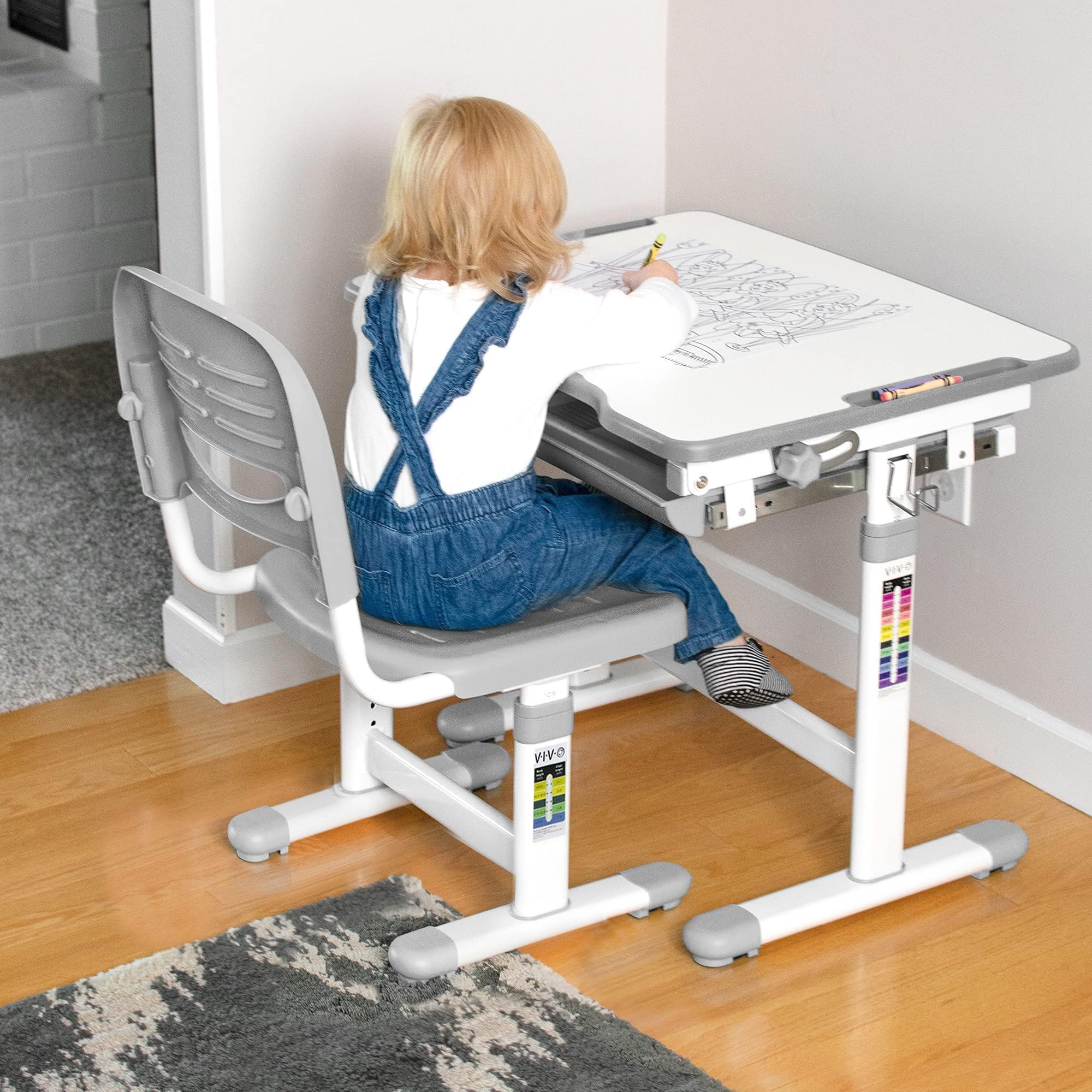 VIVO Height Adjustable Kids' Desk Chair, Chair Only, Multifunctional Interactive Workstation for School Study or Play, Children's Ergonomic Seat with Back, Gray, DESK-V201G-CH