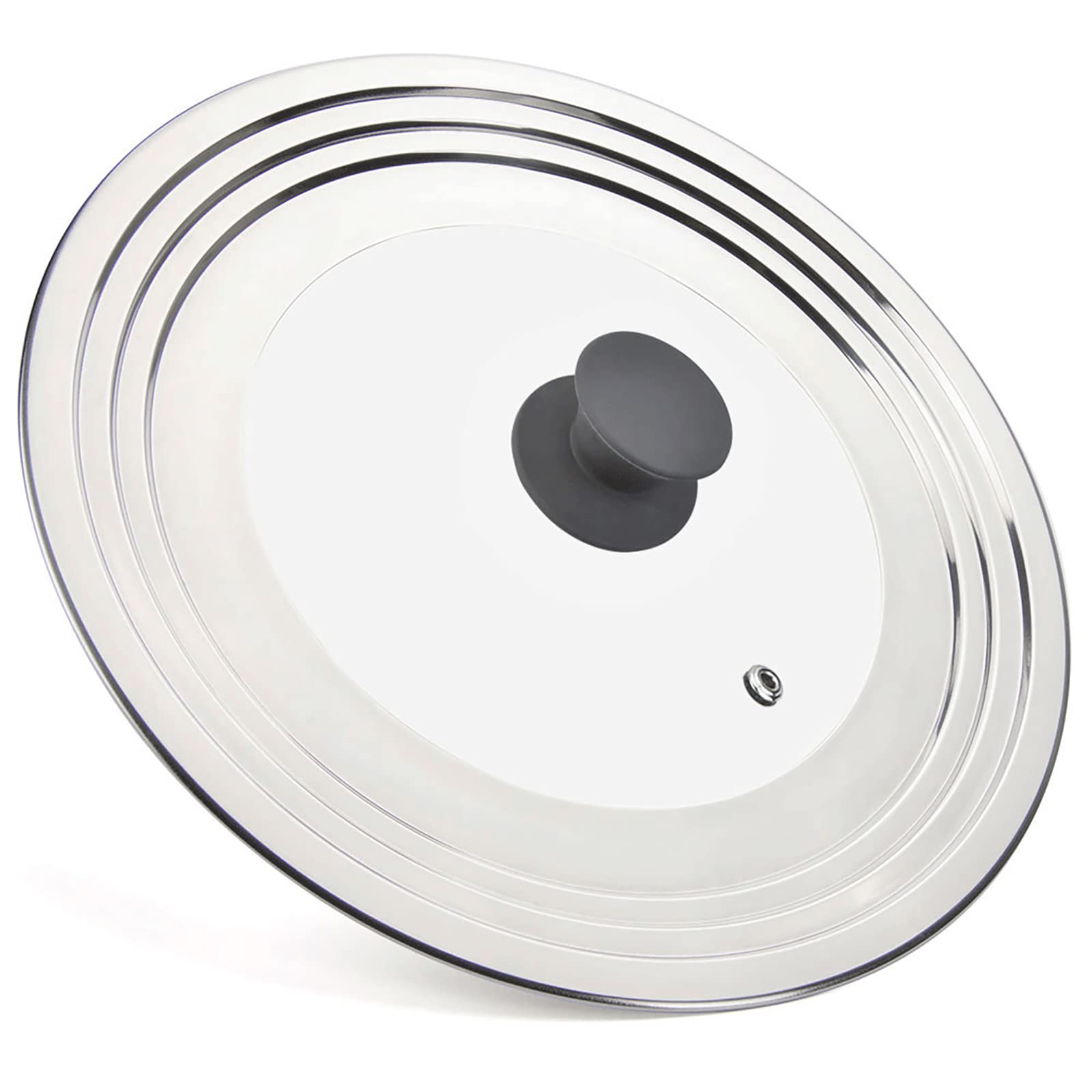 WishDirect Universal Lid for Pots Pans and Skillets - One Lid Fits All 8.25-12 Inch Pots Frying Pans Skillets Woks, Replacement Pot Lid with Upgraded Heavy Duty Heat Resistant Silicone Handle, Gray