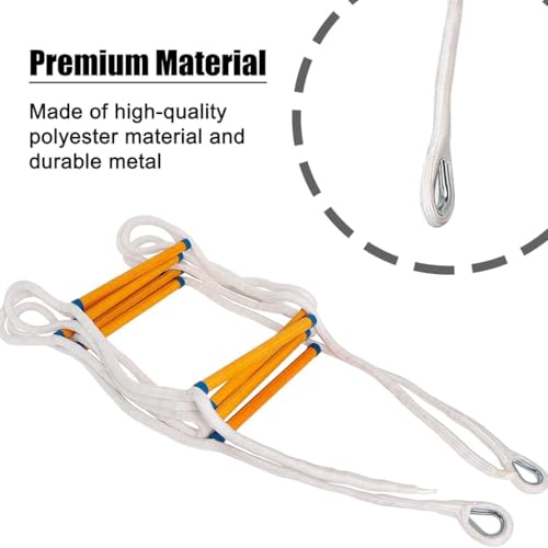 Rope Ladder, Emergency Fire Escape Ladder Flame Resistant Safety Rope Ladder with Hooks,Fast to Deploy Sturdy and Strong Portable and Reusable(16F/5M)