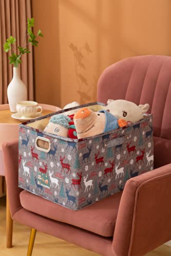 Nopuper Large Toy Box Storage Organizer with Lid,2 Packs, Foldable Shelf Storage Bins, Sturdy PP Interlayer,Hard Bottom and Sides, 20"*16"*12"