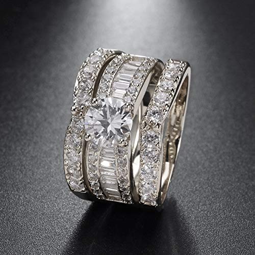 Ginger Lyne Collection Enchantment Beautiful 3pcs Engagement Wedding Ring and Band Set Size 11