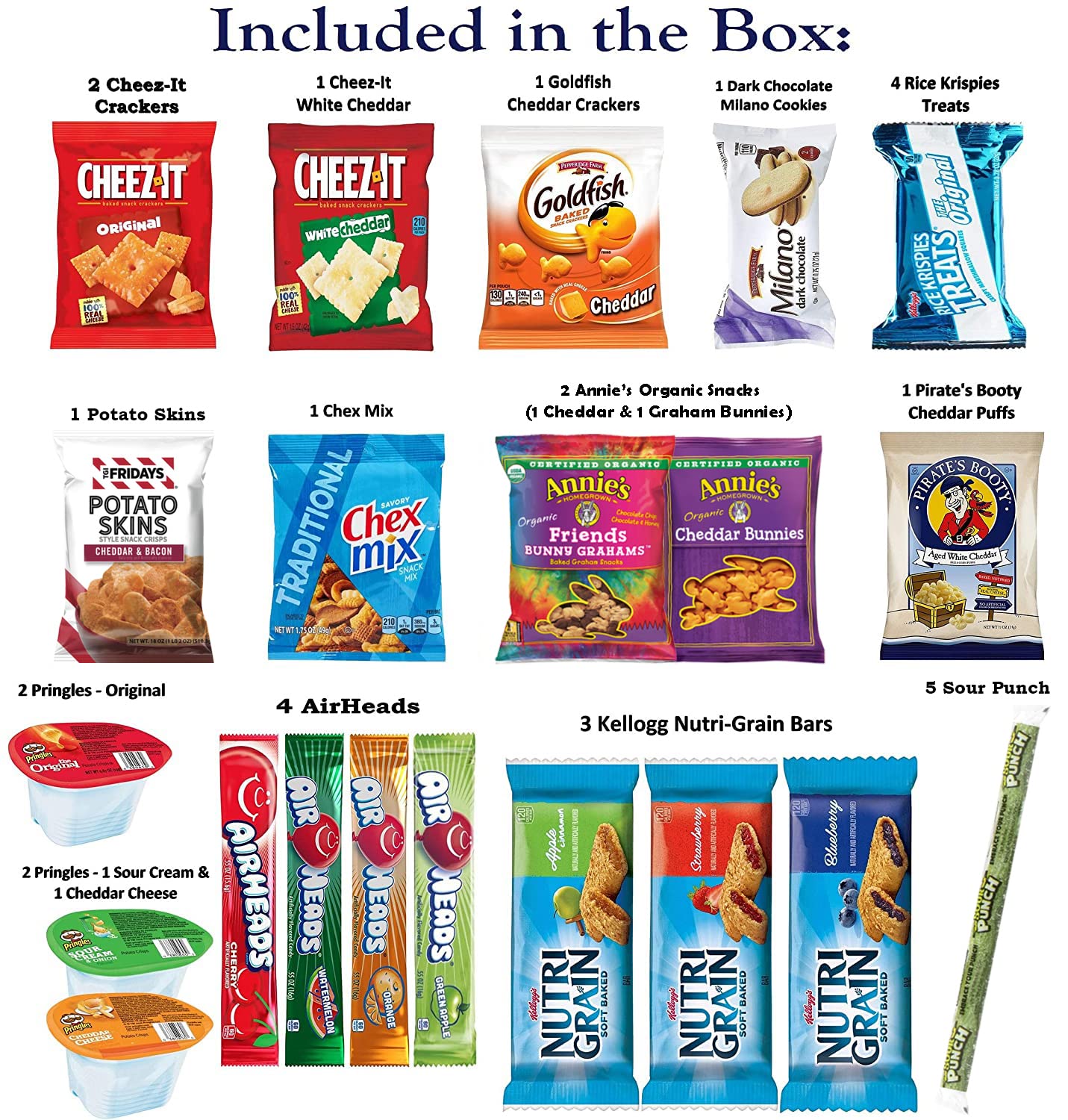 Foxy Fane 60 count Ultimate Holiday Gift Snack Box - Care Package with Assortment of Chips, Cookies, Candy, Crackers & other Snacks - Bulk Bundle of Delicious Treats (60 Snacks - Assorted Pack)