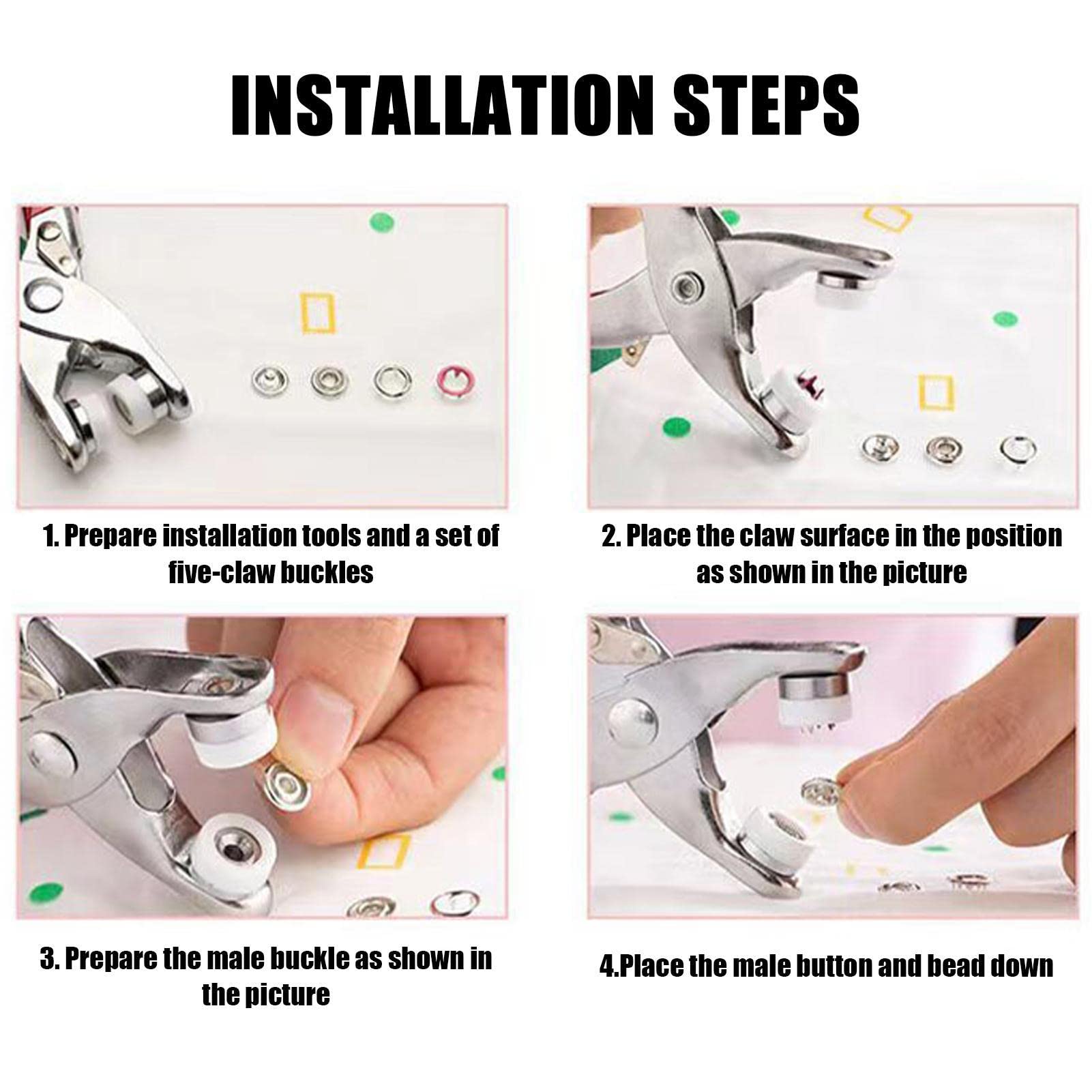 Hand Press PliersSnap, Hand Press Pliers, Heavy Duty Snap Fastener Tool for Boat Cover, Canvas, Sewing, Traps, Fastener Tool, Hand Hole Puncher, Handle Hole Punch, Soft Grip Snap Button Tool with
