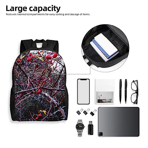 QQLADY Rose Hip Plant Berries Travel Backpack for Women Men Carry On Backpack Waterproof 15.6inch Laptop Backpack Hiking Casual Bag Backpack