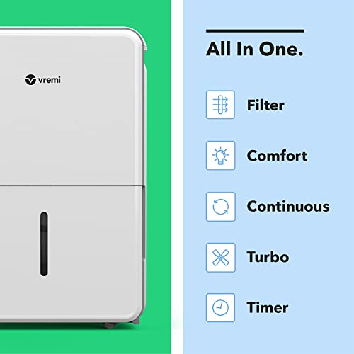 Vremi 35 Pint 3,000 Sq. Ft. Dehumidifier Energy Star Rated for Medium Spaces and Basements