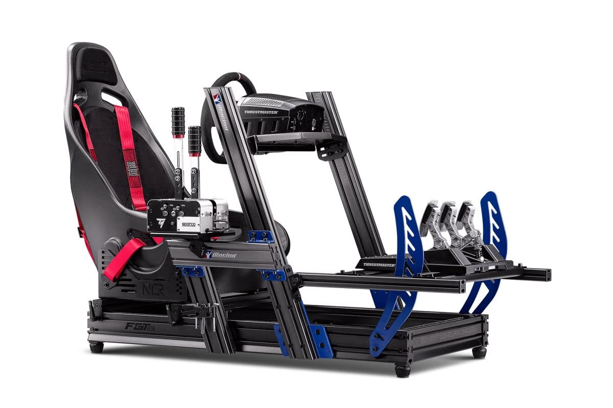 Next Level Racing F-GT Elite Formula and GT Aluminum Profile Simulator Cockpit iRacing Edition (NLR-E012) - PC and Next Level Racing Floor Mat (NLR-A005)