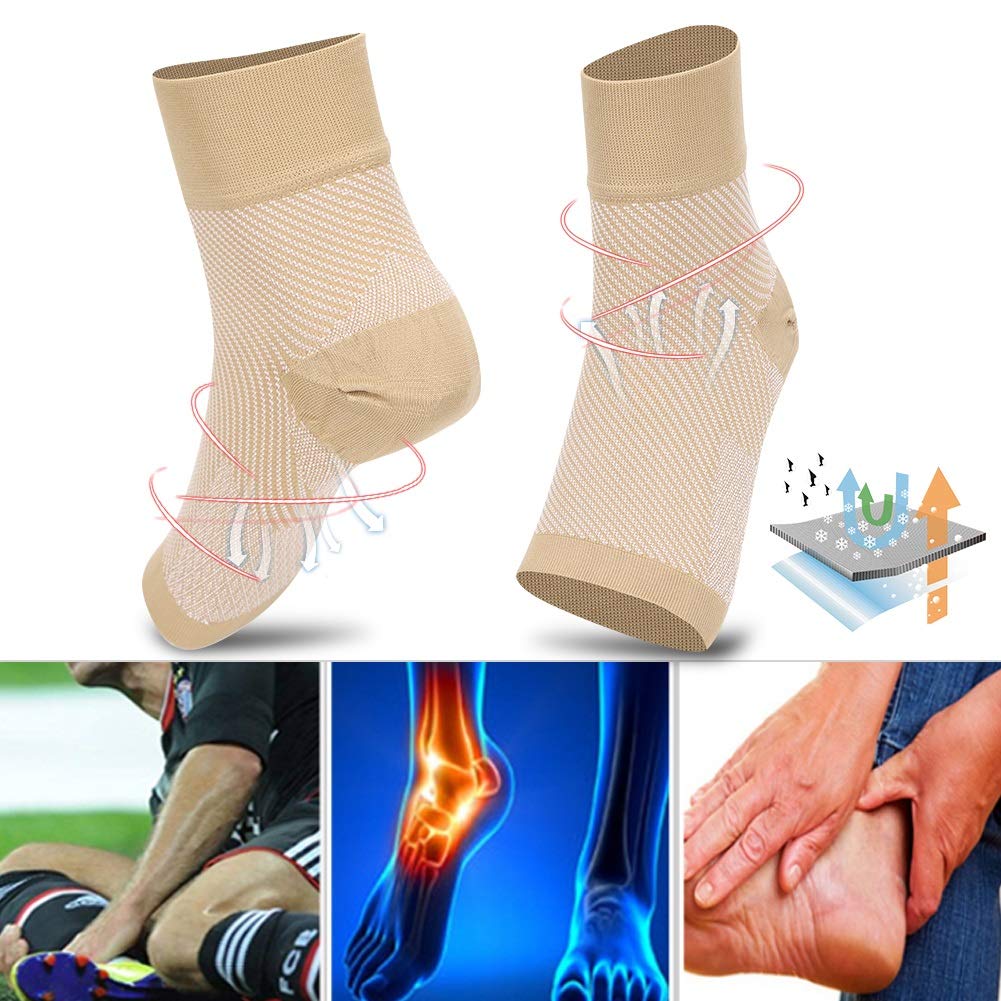 Heitune Sport Ankle Brace Protector Compression Support Sleeve Short Socks for Injury Recovery Joint Pain(Ankle Brace S)
