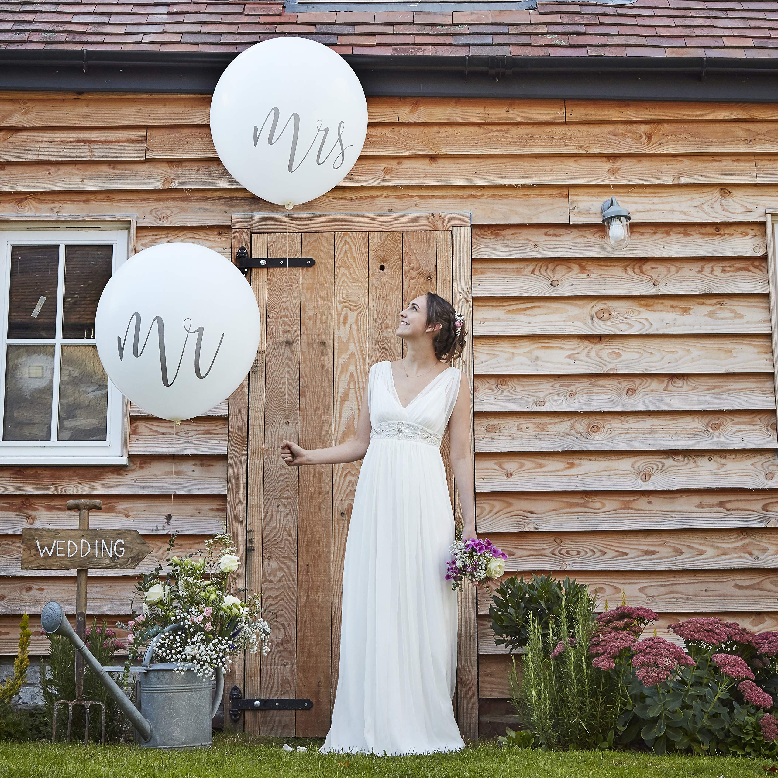 Ginger Ray Giant Mr and Mrs Wedding Balloons 36 Inch Twin Pack Rustic Country, One Size