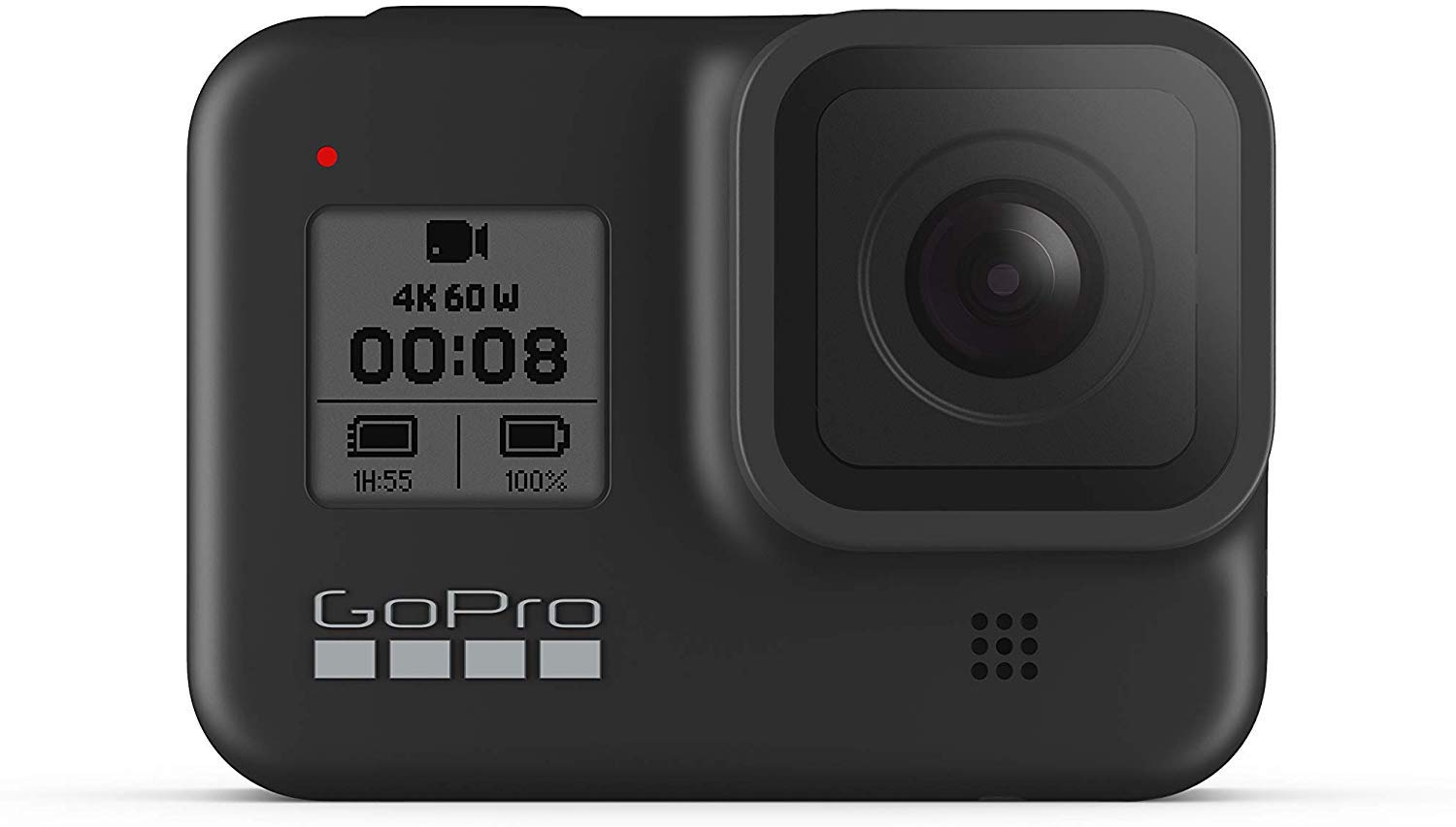 GoPro Hero8 Black Action Camera with GoPro Holiday Accessory Bundle - Two 32gb U3 Memory Cards, Shorty Grip, Head Strap, and 2 Rechargeable Batteries