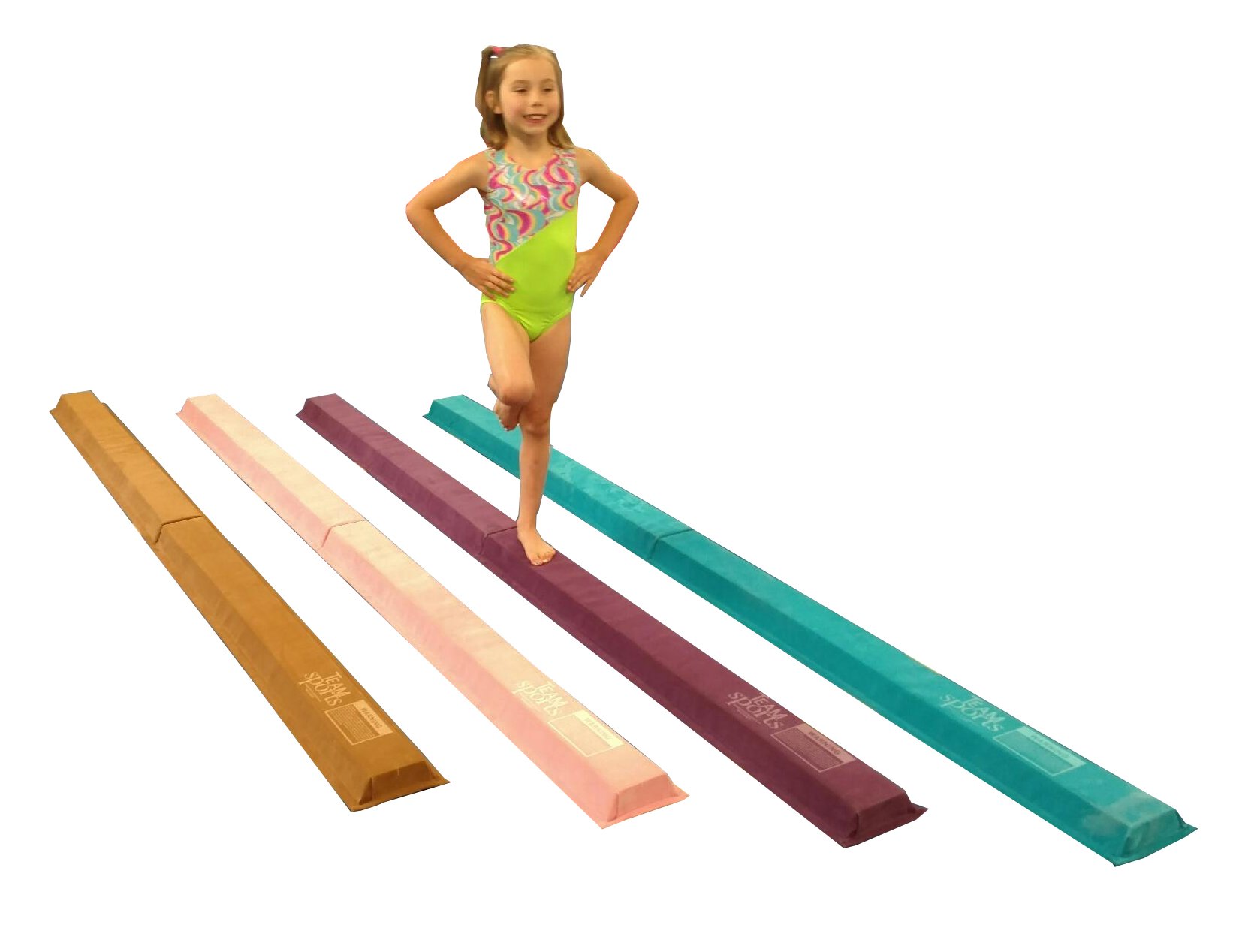 Gymnastics 9' Foldable Suede Beams (Turquise)