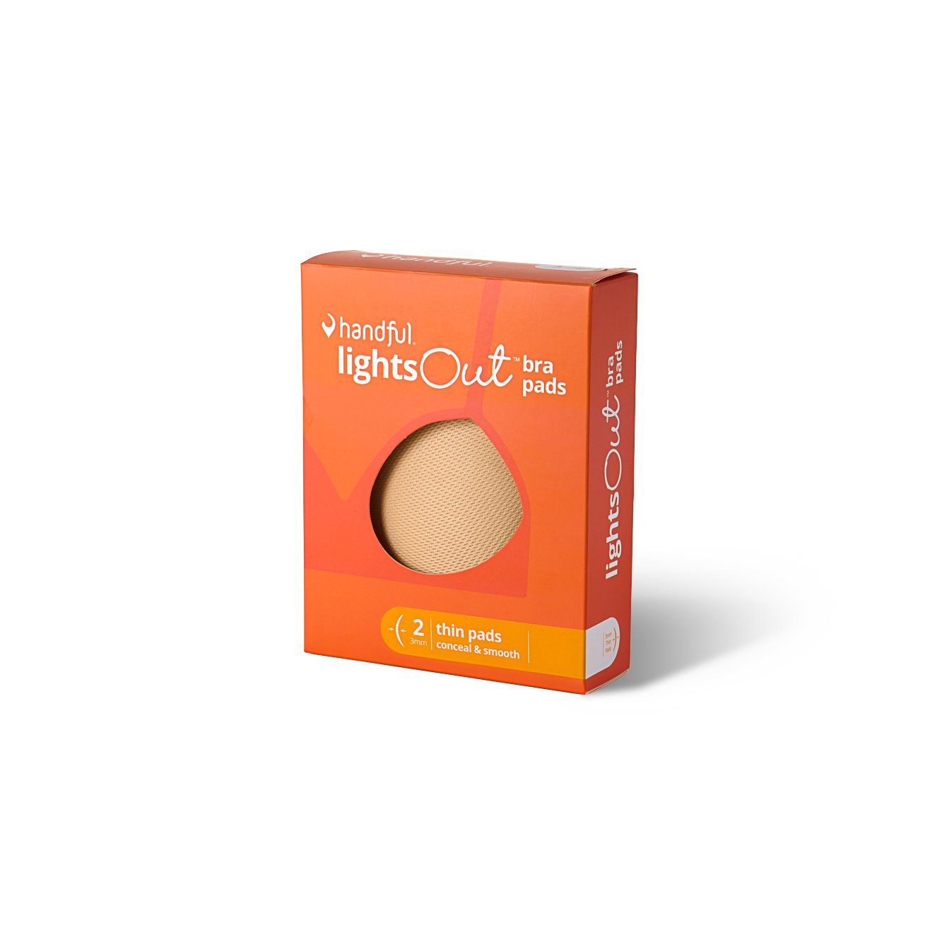 Handful Lights Out Thin Bra Pad Inserts for Sports Bras, Mastectomy Bras, and Swimsuit Tops, Beige, Medium