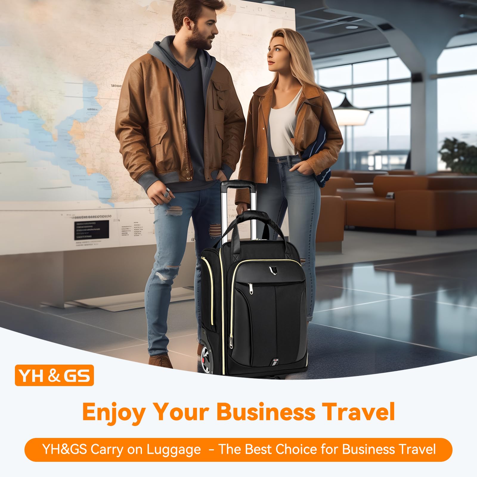 GOTECH Underseat Carry On Luggage with Wheels, 18 Inch Tsa Airline Approved Bag with Laptop Compartment for Plane Wheeled Rolling Under-Seat Carry On Luggage