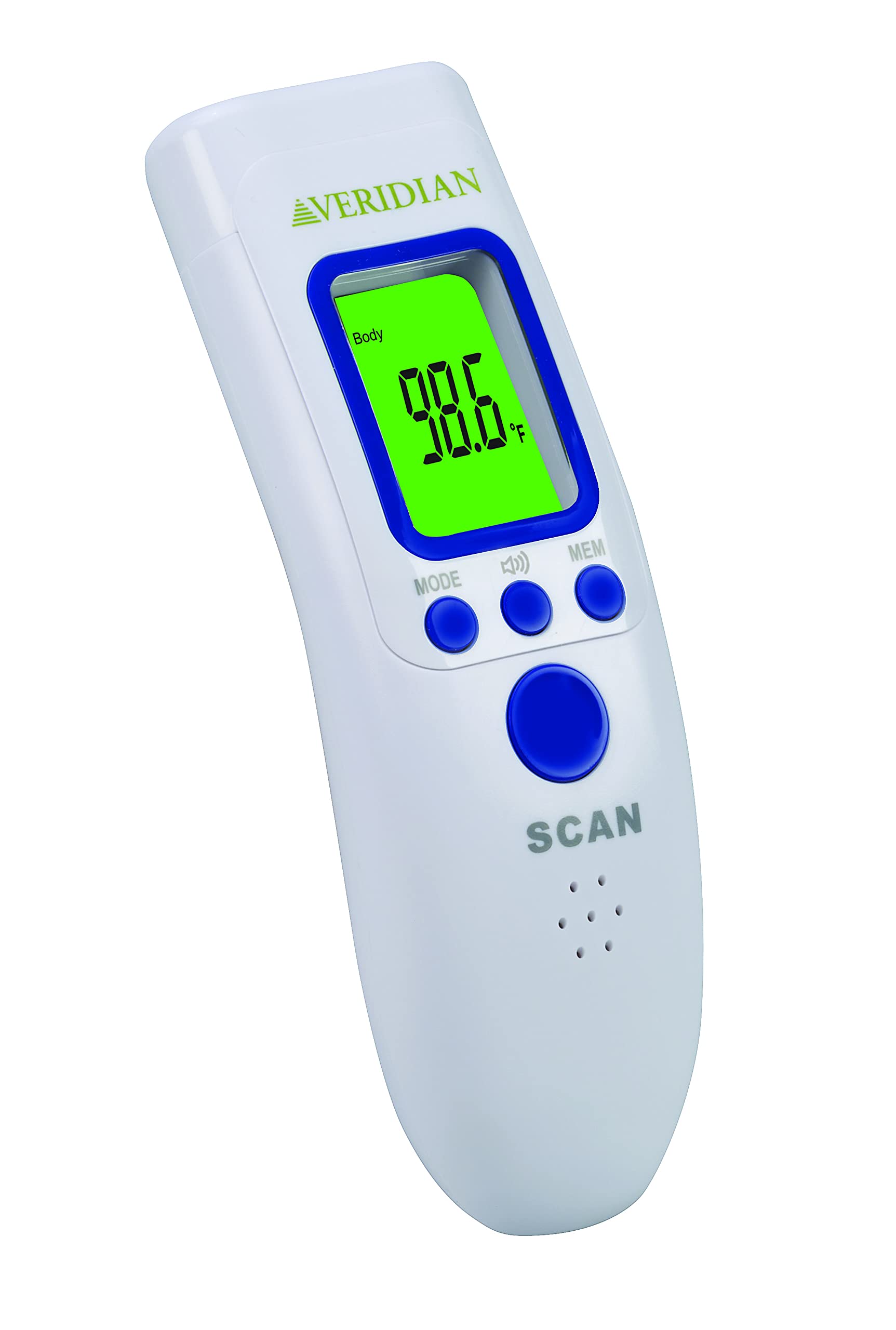Veridian Healthcare Non-Contact Infrared Thermometer | For Children & Adults | Home Use With 3-Color Fever Alert Display | Instant Accurate Reading | Body, Object, Room, Fahrenheit/Celsius Measurement