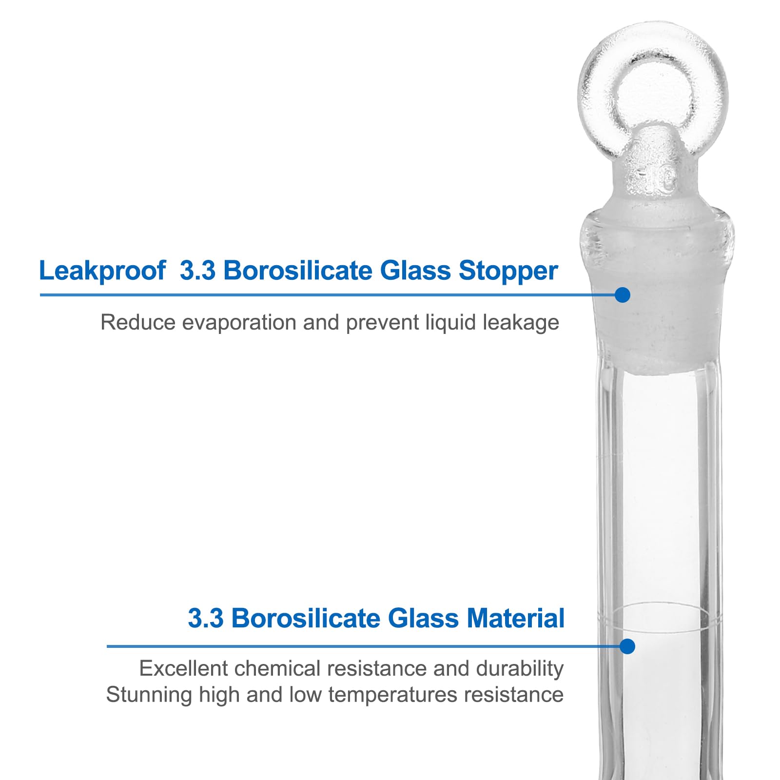 PATIKIL 5ml Volumetric Flask, 10Pcs 3.3 Borosilicate Glass Graduated Volumetric Measuring Flask with Glass Stopper Tolerance 0.22ml for Lab Experiment, Clear