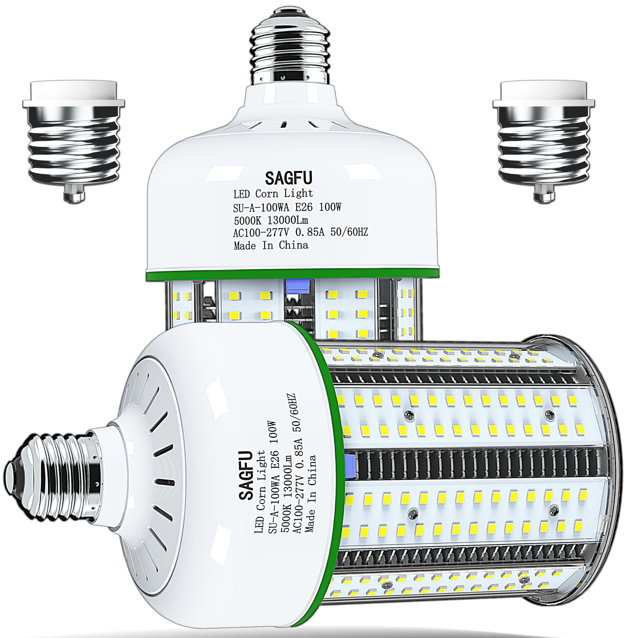SAGFU 100W Led Corn Light Bulb Dimmable,led Corn Bulb 5000K Daylight White Lamp,2-Pack 1000W Equivalent 13000 Lumen Super Bright,E26/E39 Base for Outdoor Indoor Garage Warehouse Workshop G