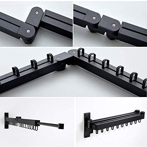 uyoyous Clothes Drying Rack 7.6 lbs Folding&Retractable 3-Level Wall Mount Space Saver Clothes Hanger with Towel Bar Laundry Drying Rack for Indoor Outdoor -Matte Black