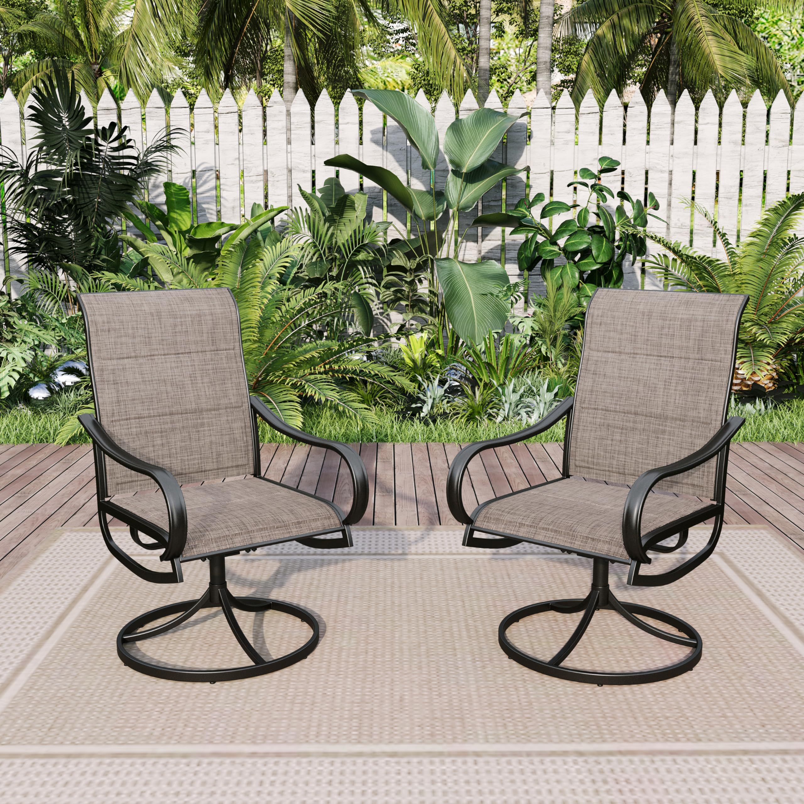 Sophia & William Patio Dining Chairs Metal Swivel Chairs Padded Textilene Set of 2 Outdoor Furniture for Lawn Garden Backyard Weather Resistant