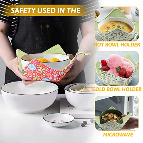 Mepple Microwave Bowl Cozy, Hot Soup Bowl Holders, Multipurpose Potholders for Hot & Cold Foods, Bowl-shaped Containers, Essential Kitchen Utensils Gadgets, Set of 2, Red and Green