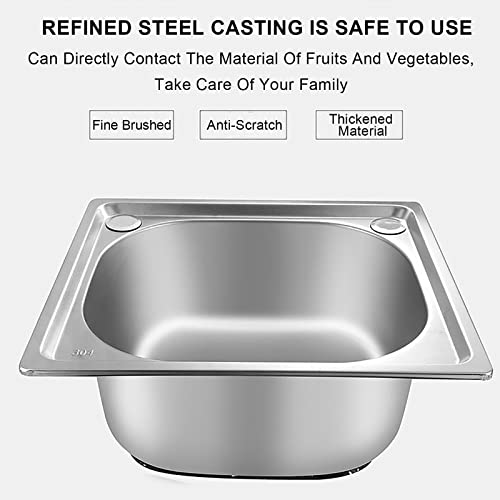 Stainless Steel Commercial Wall Mounted Hand Sink with Drainer Unit and Tap - Hot and Cold - Perfect for Outdoor Indoor, Garage, Laundry/Utility Room - Single Bowl Sinks