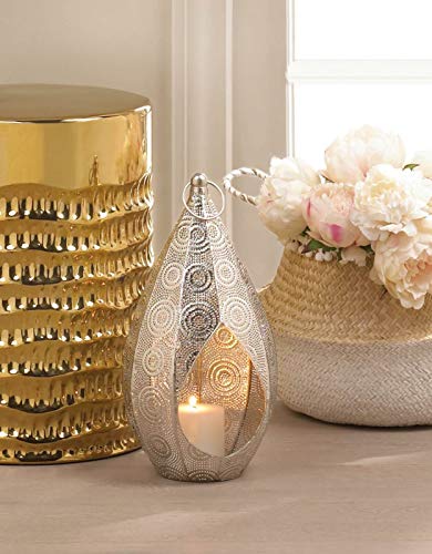 wakatobi Decorative Teardrop Shaped Lantern Silver Candle Holder