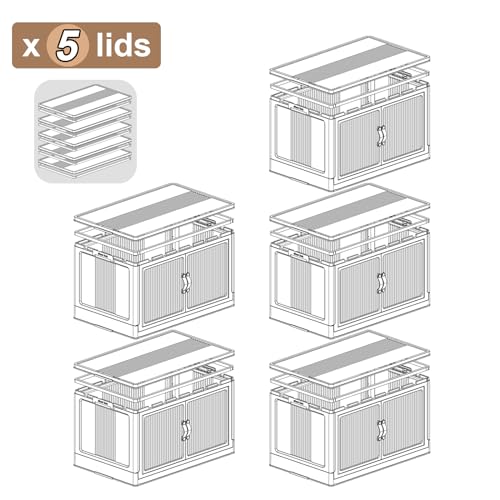 SAILUN Stackable Storage Bins Folding Collapsible Storage Bins with Lid, Closet Organizers and Storage, Storage Box with Door White 27.6" W x 17" D x 75.6" H