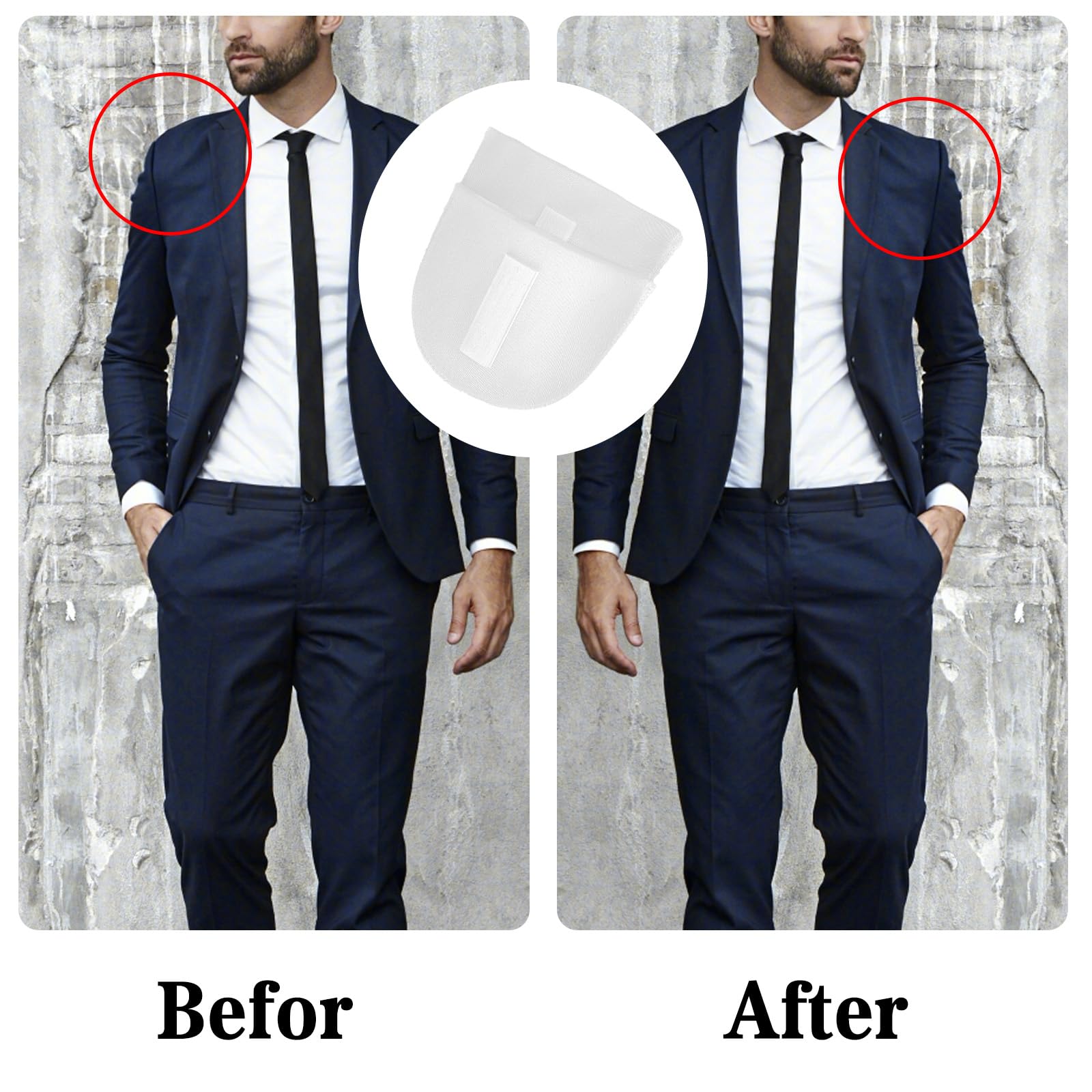 WLLHYF 2 Pairs Set-in Shoulder Pads Thickness 1.5cm Breathable Sponge Pads Shoulder Enhancer Sewing Supplies for Women Men Sloping High Low Shoulders Blazer Suit T-Shirt (Black+White)