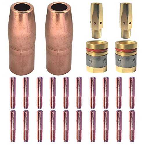 Mig Welding Gun Accessory .030"Kit for Miller Millermatic M-25,M-40 and Hobart H MIG Gun:20pcsWelding Contact Tips 000-067 0.030"+2pcs Welding Nozzles 200-258 1/2"+2pcs Welding Gas Diffusers 169-728
