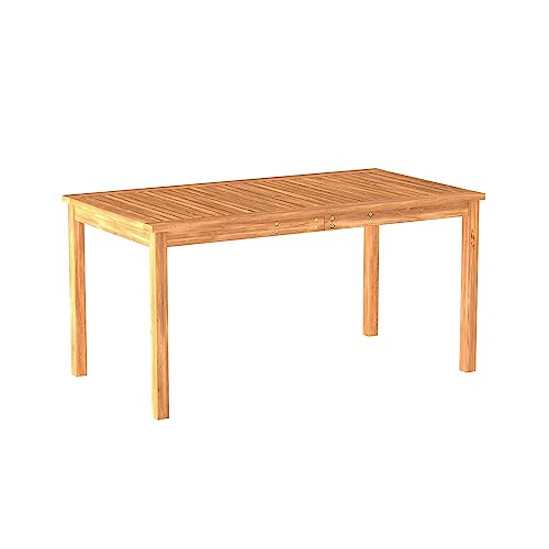 Walker Edison Dominica Contemporary Slatted Outdoor Dining Table, 34 Inch, Brown