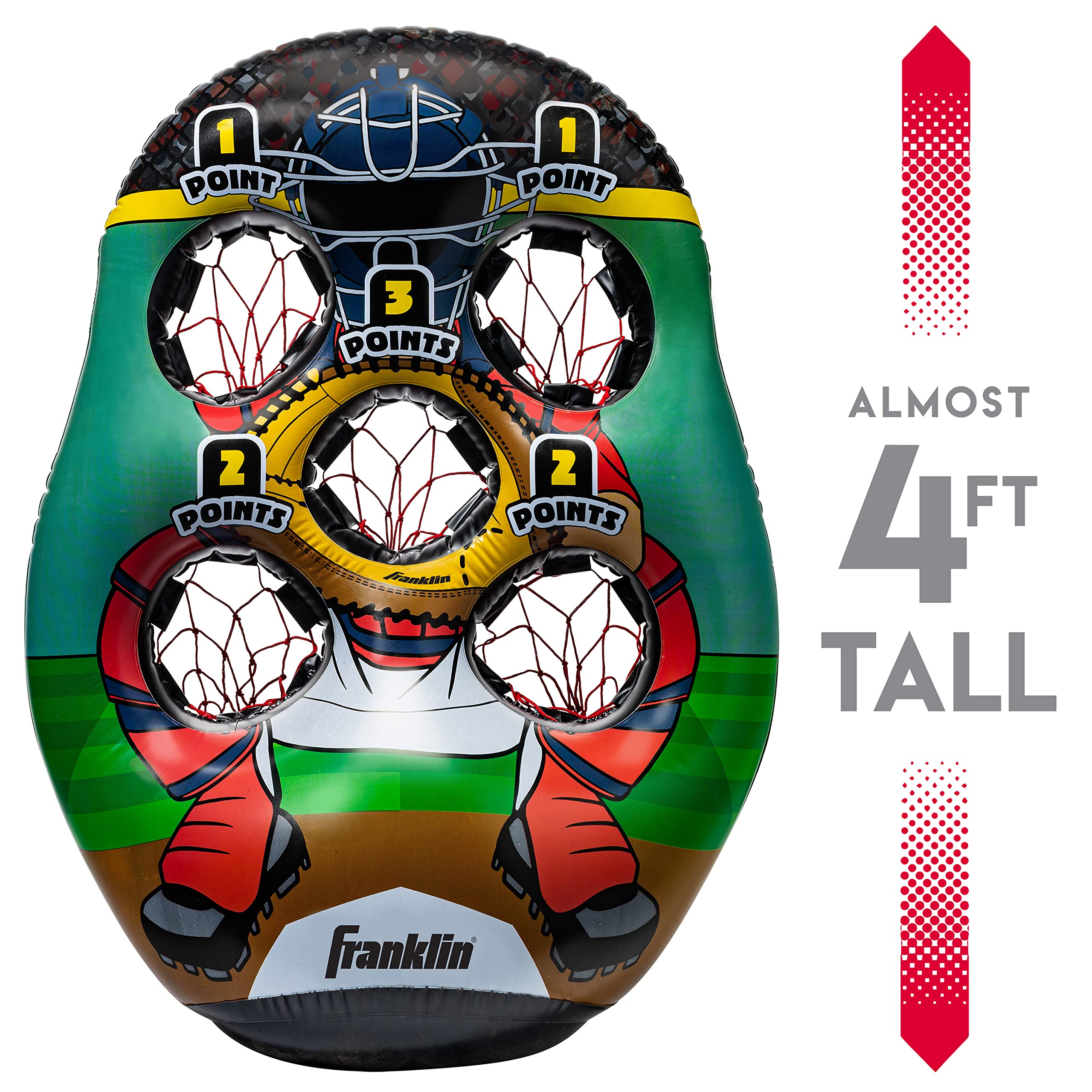 Franklin Sports 5-Hole Inflatable Baseball Target - Inflatable Baseball Throwing Target with Baseballs - Kids Baseball Toss Game - 45" Target