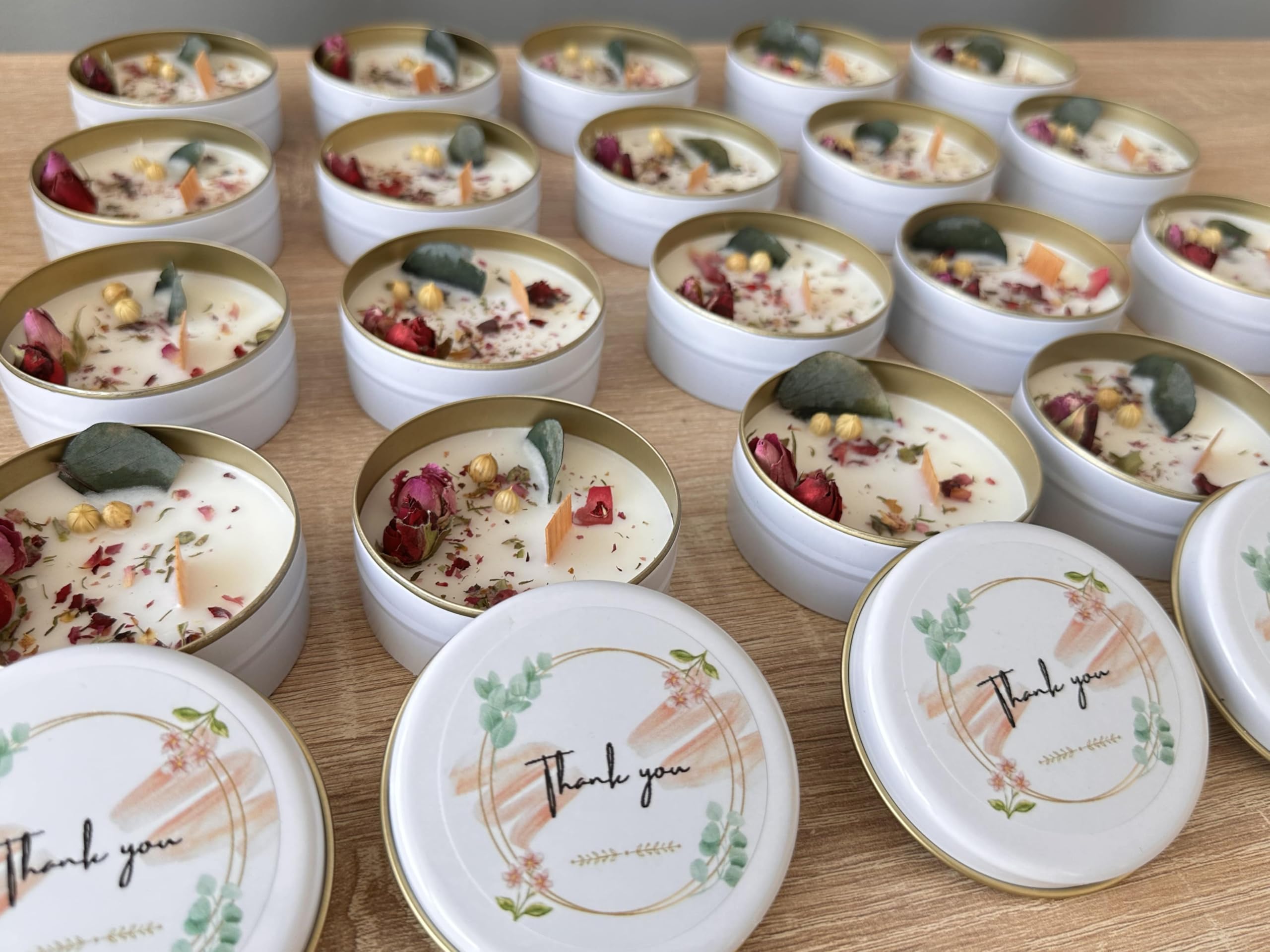 Scented Mixed Flower Candle Favors - Personalized for Weddings, Bridal Showers, Baby Showers, Birthdays (10-20-30-40-50-100 PCS in Bulk)