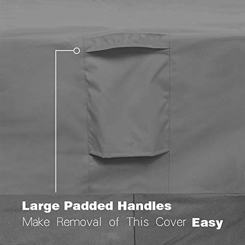 Vailge Rectangular Coffee Table Cover - Outdoor Lawn Patio Furniture Covers with Padded Handles and Durable Hem Cord - Heavy Duty and Waterproof,Fits Large Rectangular Coffee Table (Grey)