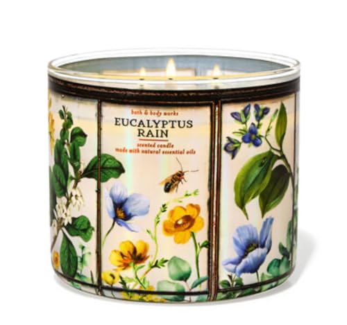 White Barn - Bath & Body Works- 3-Wick Scented Candle 14.5 OZ Burns 25-45 Hours with Diamond Soap Natural (Eucalyptus Rain)