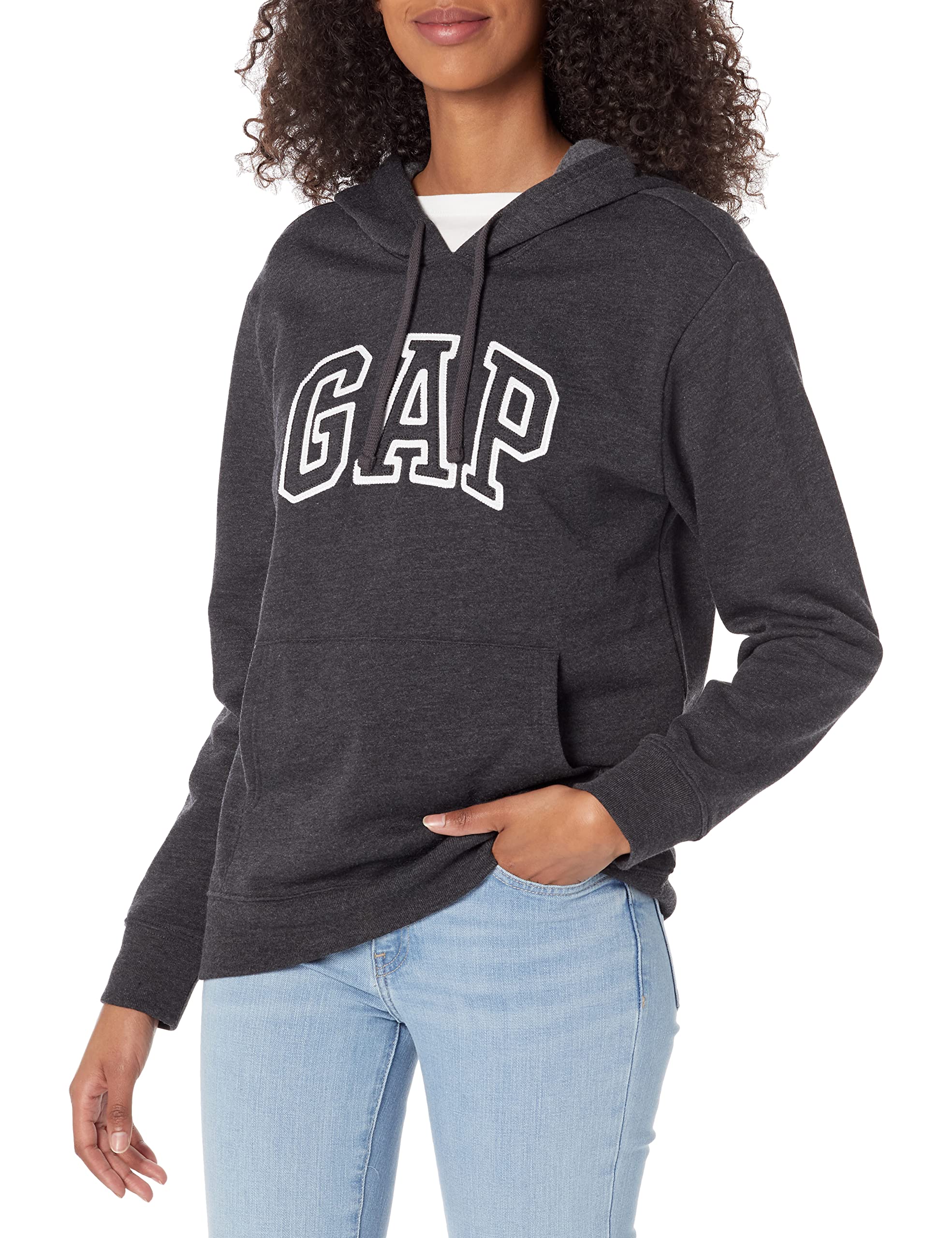 GAP womens Logo Hoodie Sweatshirt, Charcoal Heather, X-Large US