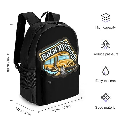 School Bus Back to School Laptop Backpack for Men Women Shoulder Bag Business Work Bag Travel Casual Daypacks