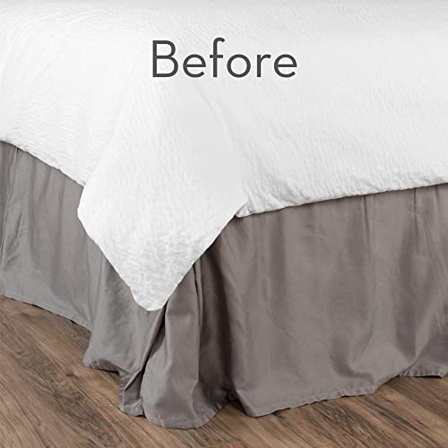 Standard Textile Circa Bed Wrap, Modern Bed Skirt Alternative with Bamboo Core, Graphite, King/Cal King