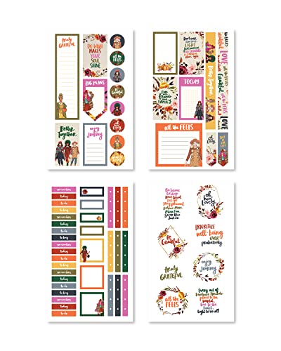The Rongrong Grateful Heart Sticker Book for Planners, Calendars, Journals and Projects – Premium Quality Hand Drawn Perfect for Fall and Holiday Planning – Scrapbook Accessories – 24 Sheets