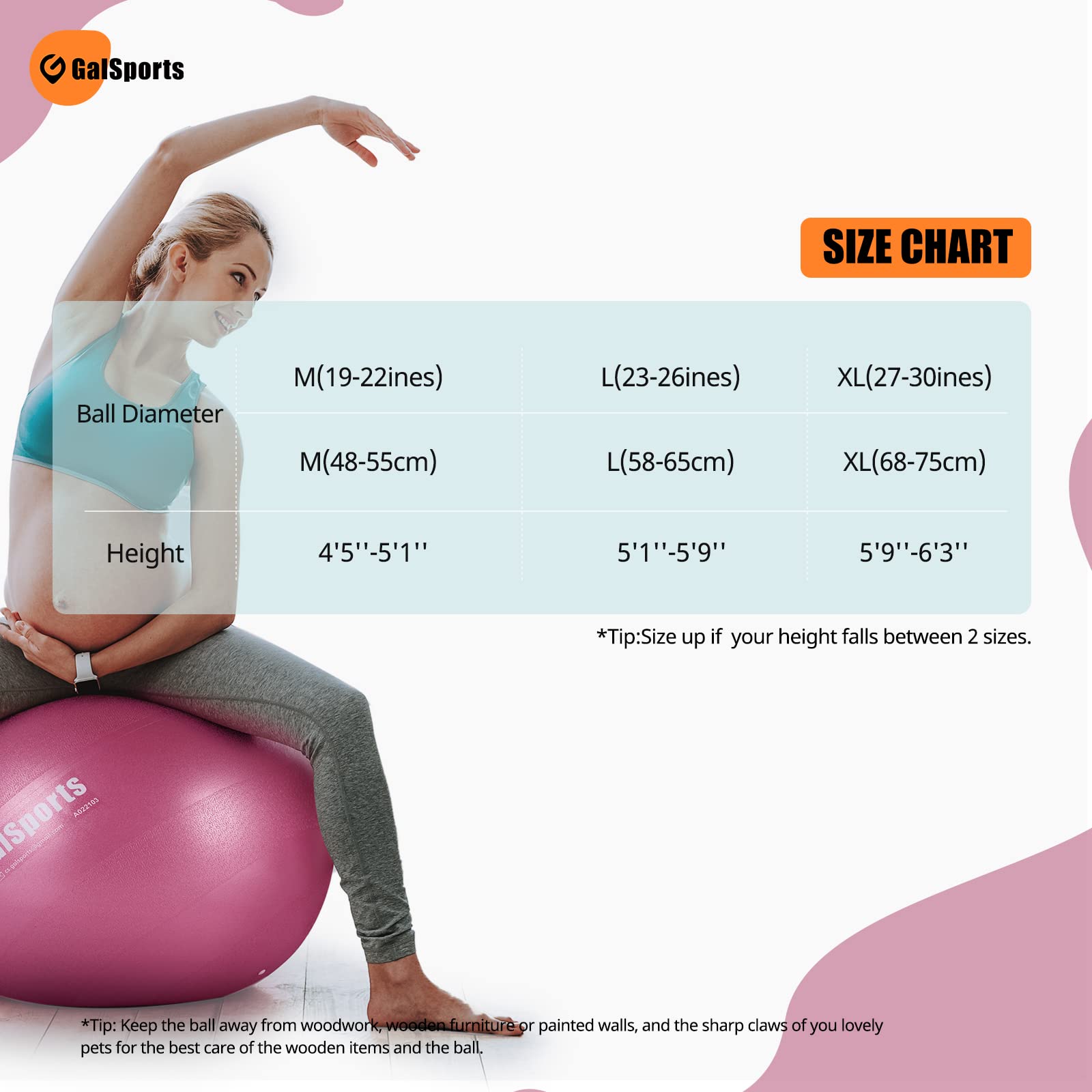 GalSports Pregnancy Ball - Birthing Ball for Workout Yoga Stability, Pregnancy Safety Anti-Burst Materials for Maternity, Labor Exercise Ball with Quick Pump