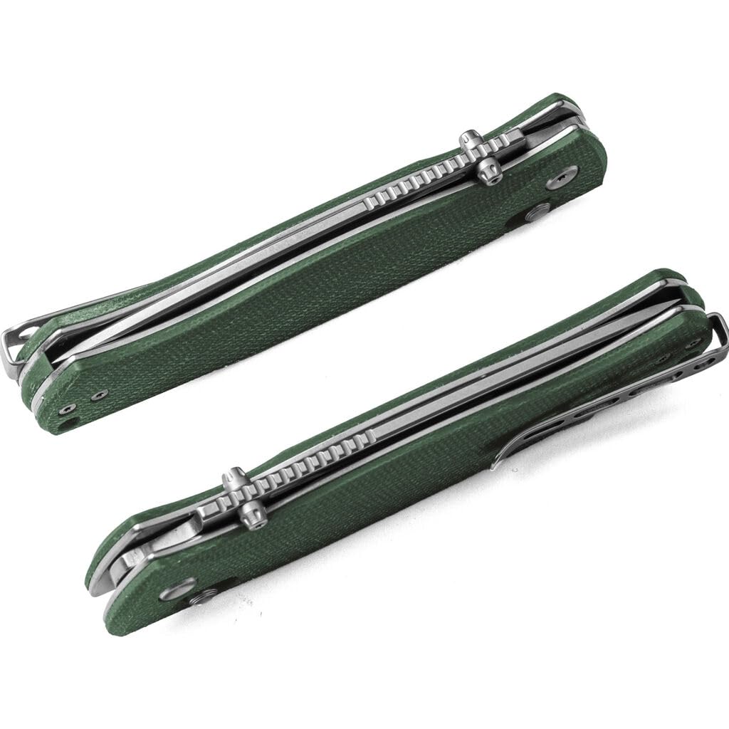 Real Steel Pathfinder Pocket Folding Knife - Scandi 14C28N Blade And Micarta Handle, Perfect for Everyday Tasks - Green