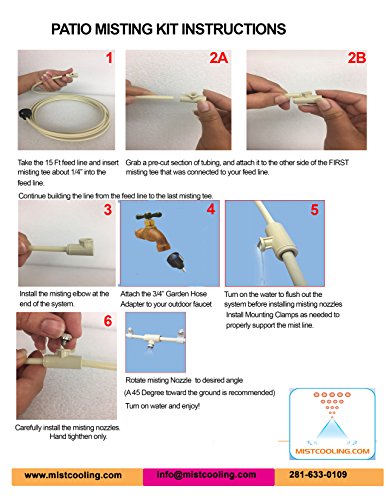 mistcooling Patio Misting System-Patio Misting Kit Assembly - Make Your own Misting System - Easy to Build and Install - 5 Minute Installation (48Ft 12 Nozzles)