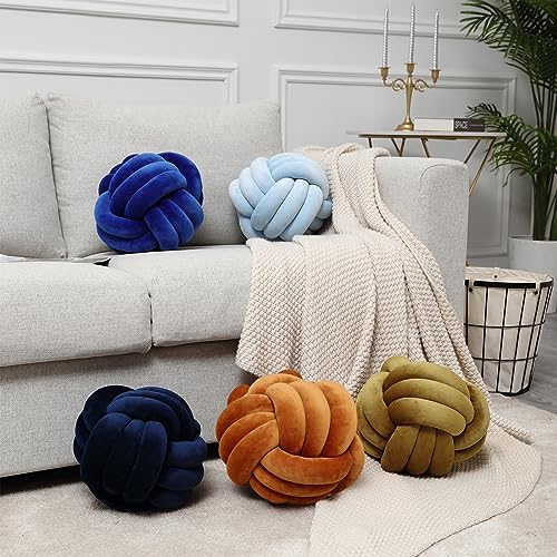 Petrella Knot Pillows Ball Round Throw Pillows Home Decor Cushion Decorative Aesthetic Throw Pillows,Caramel 8inch