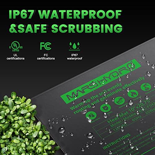 MARS HYDRO Seedling Heat Mat Waterproof 10''x 20.75'' and Digital Thermostat Comb Set with Propagation Heating Mat Temperature Controller for Indoor Seed Starting