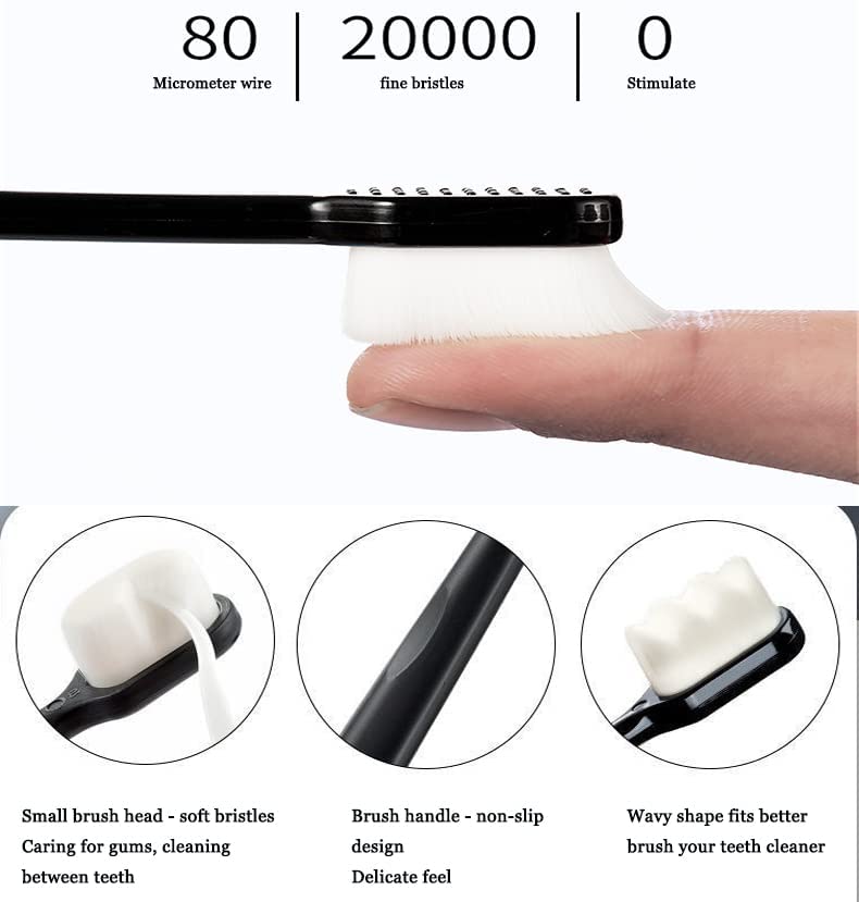 Niblido Brevi Toothbrush, Brev Nordic-Inspired Premium Nano Toothbrush, Extra Soft Toothbrush with 20000 Soft Bristles, for Protect Sensitive Gums and Teeth (2PC, Flat Bristle)