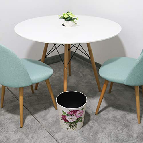 Scakbyer 10L/2.64 Gallon Trash Can Waterproof PU Leather Flowers Pattern Wastebasket Paper Basket Dustbin Garbage Bin - (Type 6)