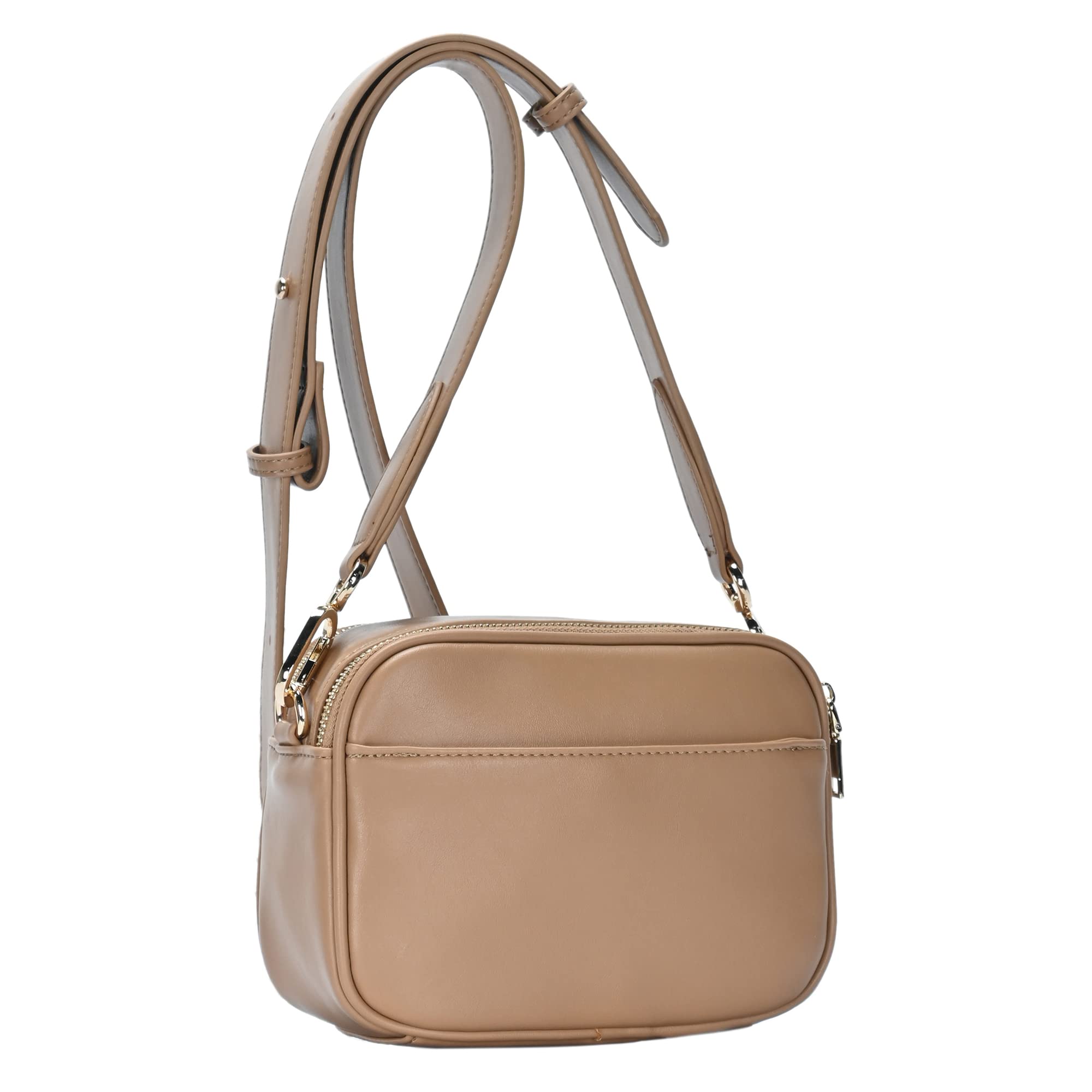 MMS Design Studio - The Allison, Crossbody Bag for Women made with Soft Vegan Leather - Camel