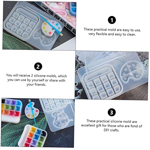 SEWACC Resin Molds 6 Pcs Palette Stencil Resin Tray Eyeshadow Pallet Crystal Mold Paint Resin Eyeshadow Pallets Silicone Mold for DIY Paint Tray Box Mold DIY Accessories Clay