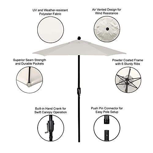 Westcharm Patio Umbrella Outdoor Table Umbrella with 6 Sturdy Ribs and Crank 6.5 ft, Natural Color Umbrella