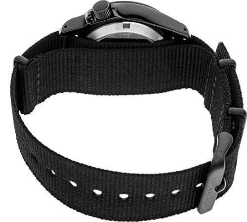 SEIKO Men's 5 Sports Stainless Steel Automatic Watch with Nylon Strap, Black, 22 (Model: SRPE69)